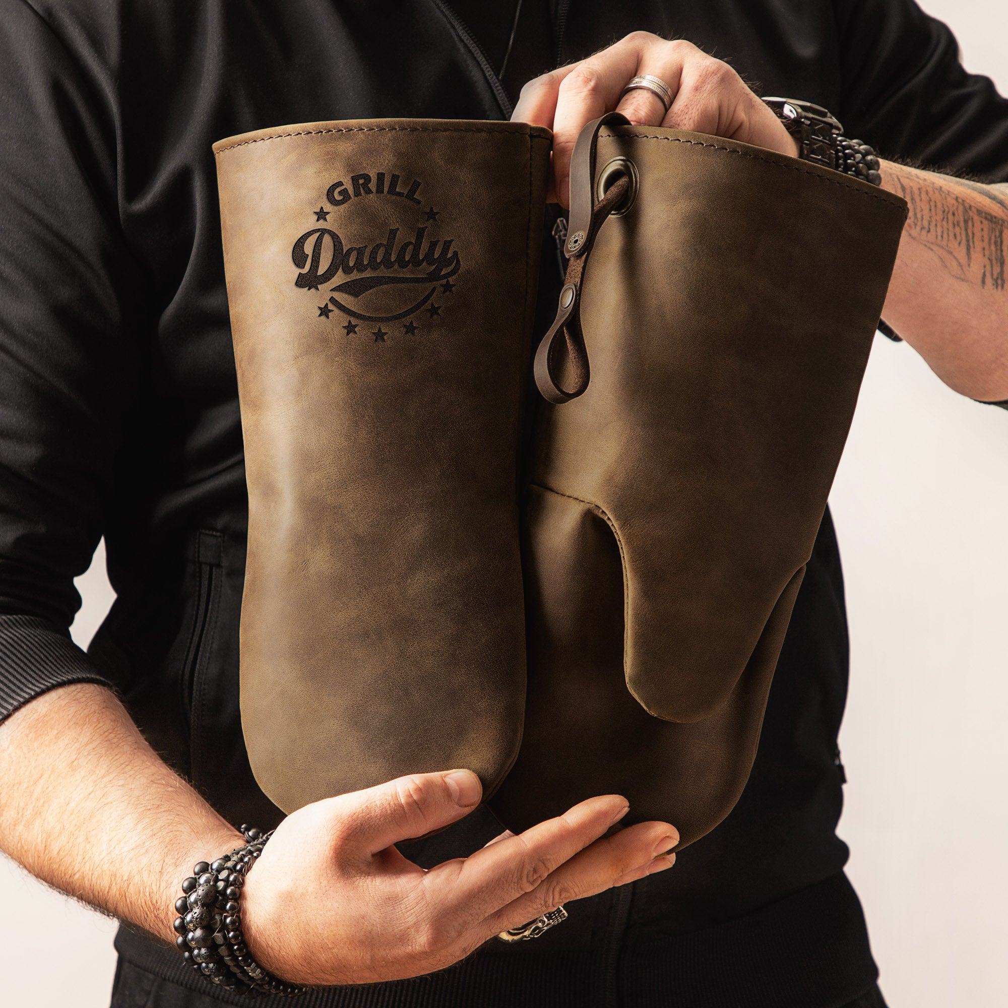 Leather Grilling Mitts – Unique Father’s Day Gift - BBQ Leather Gloves ...
